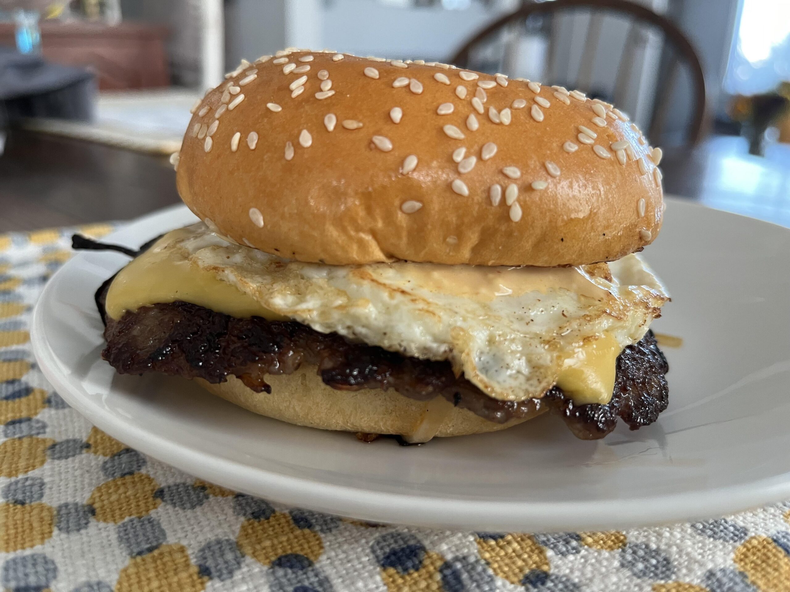 Smashed sausage brekky burger - Dining and Cooking