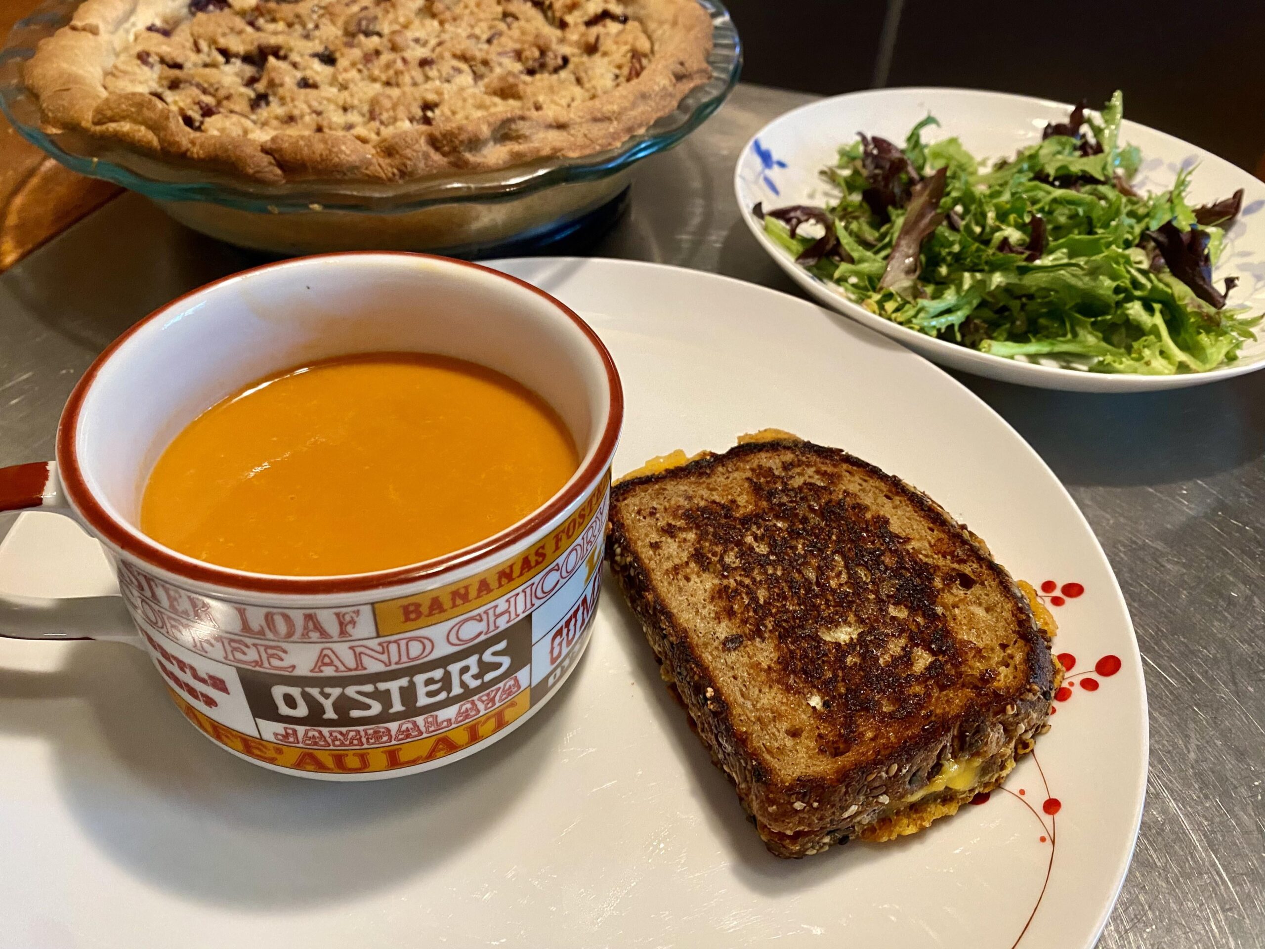 Grilled sharp cheddar cheese on whole grain bread, roasted red pepper ...