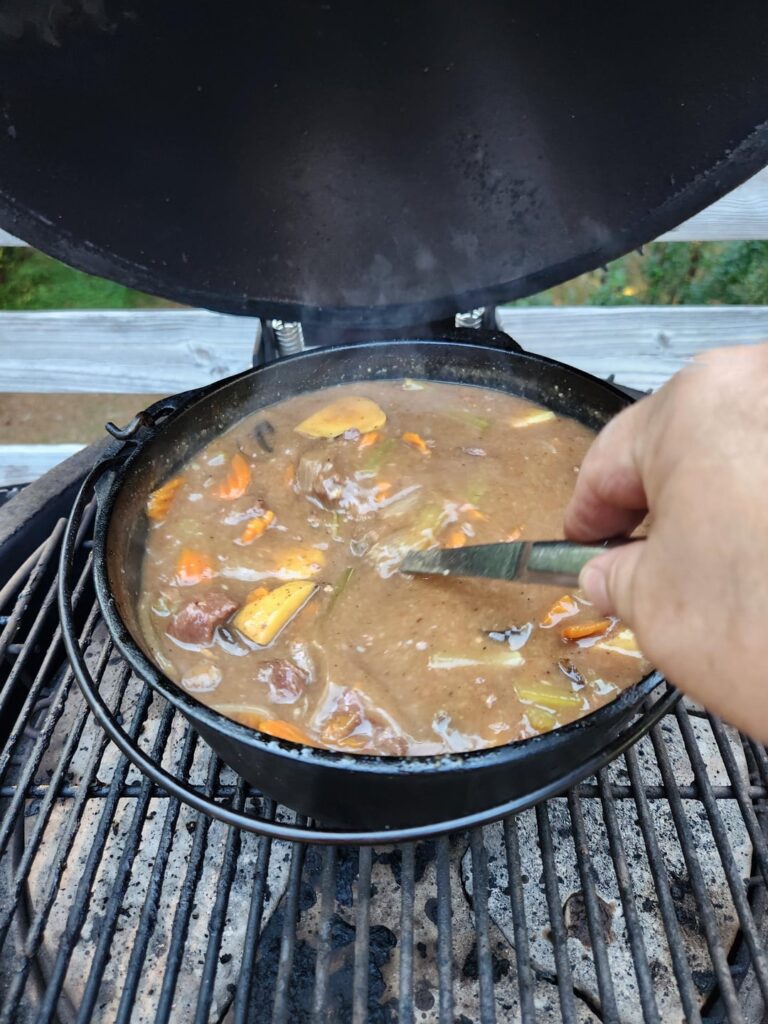 Beef Stew and Cornbread all baked on my Kamado Joe - Dining and Cooking