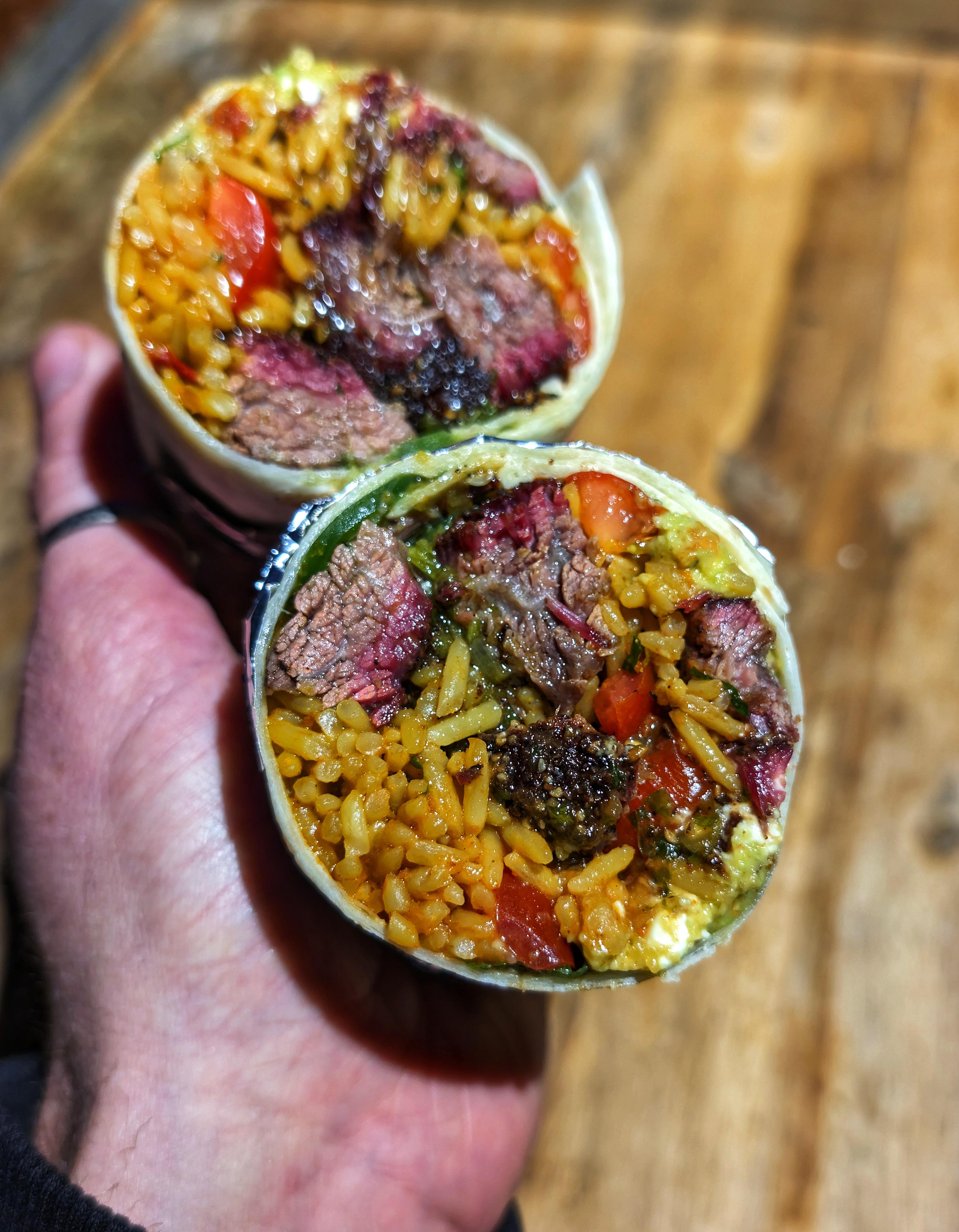 [homemade] Made another Burrito, with smoked beef ribs, salsa, rice and ...