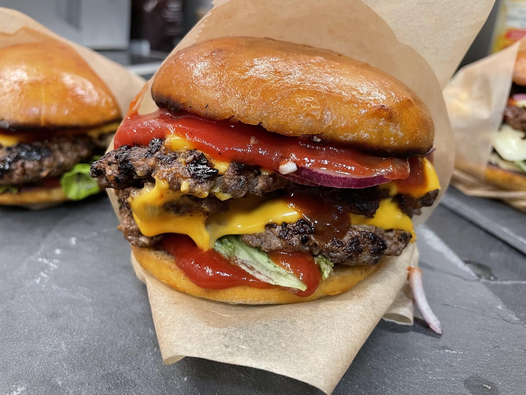 Single and Double Cheeseburger with Homemade Buns - Dining and Cooking