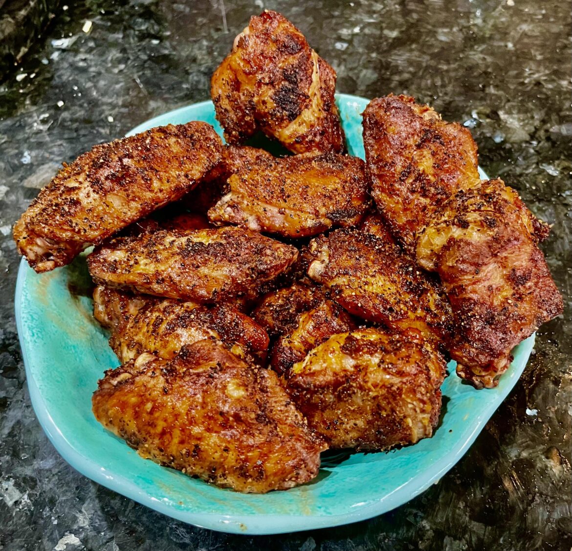 Smoked then fried in chicken fat dry rub wings - Dining and Cooking