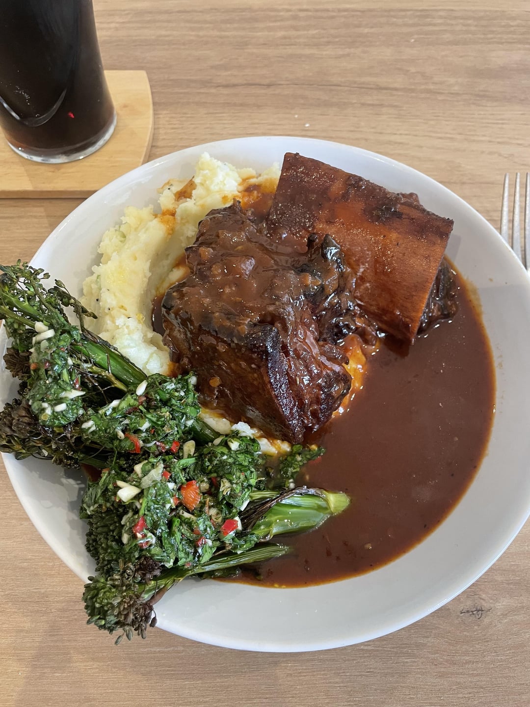 Raised short ribs, champ, baked Tenderstem w/ chimichurri - Dining and ...