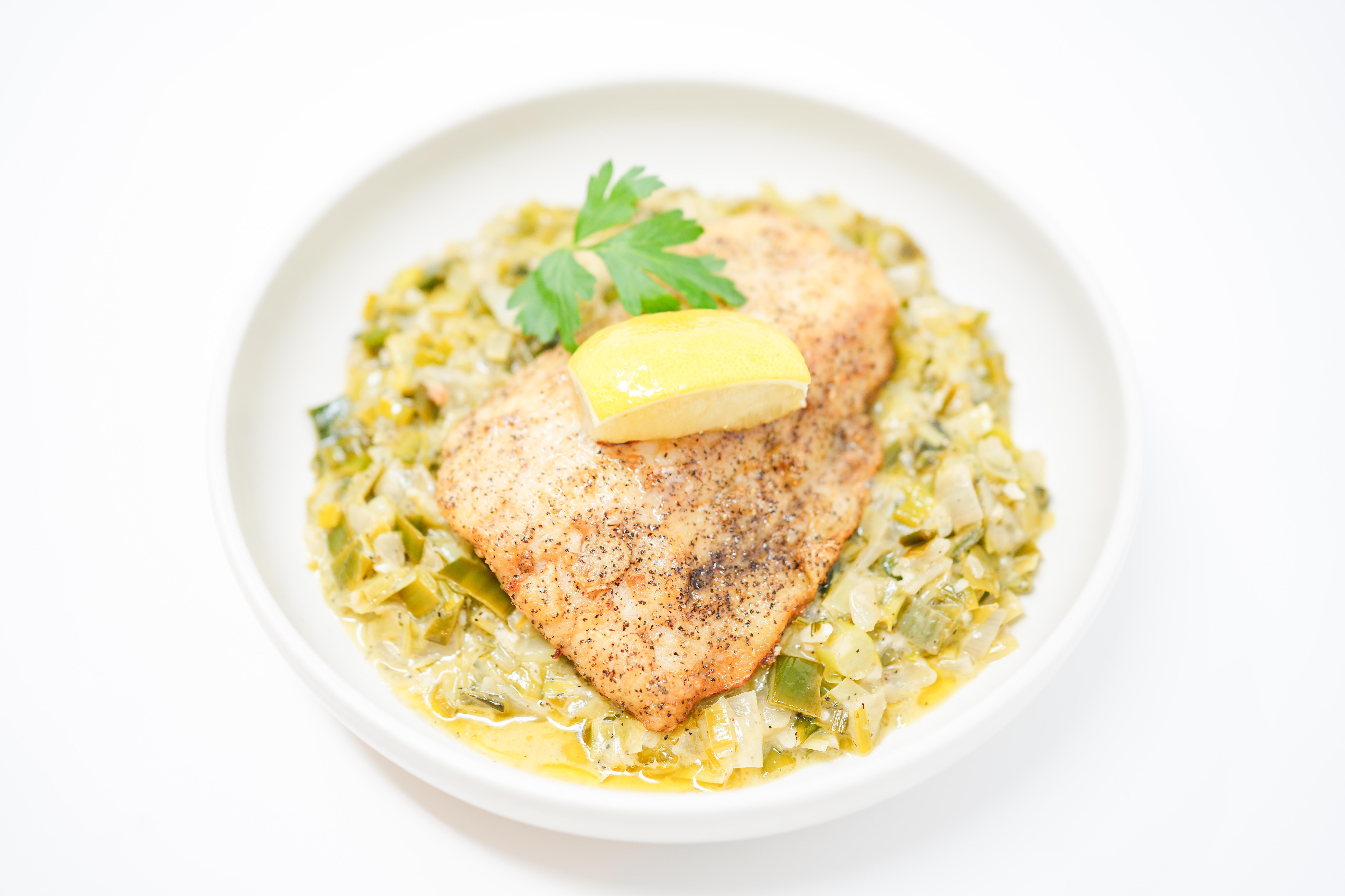 Pan-fried Snook with Creamy Sautéed Leeks - Dining and Cooking
