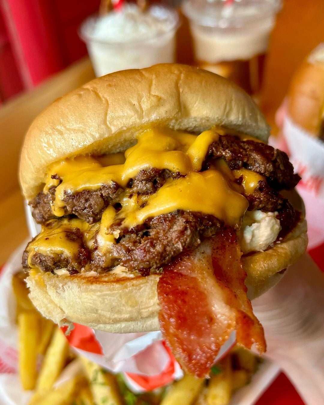 Melty cheese, juicy burger, crispy fries... what more could you ask for ...