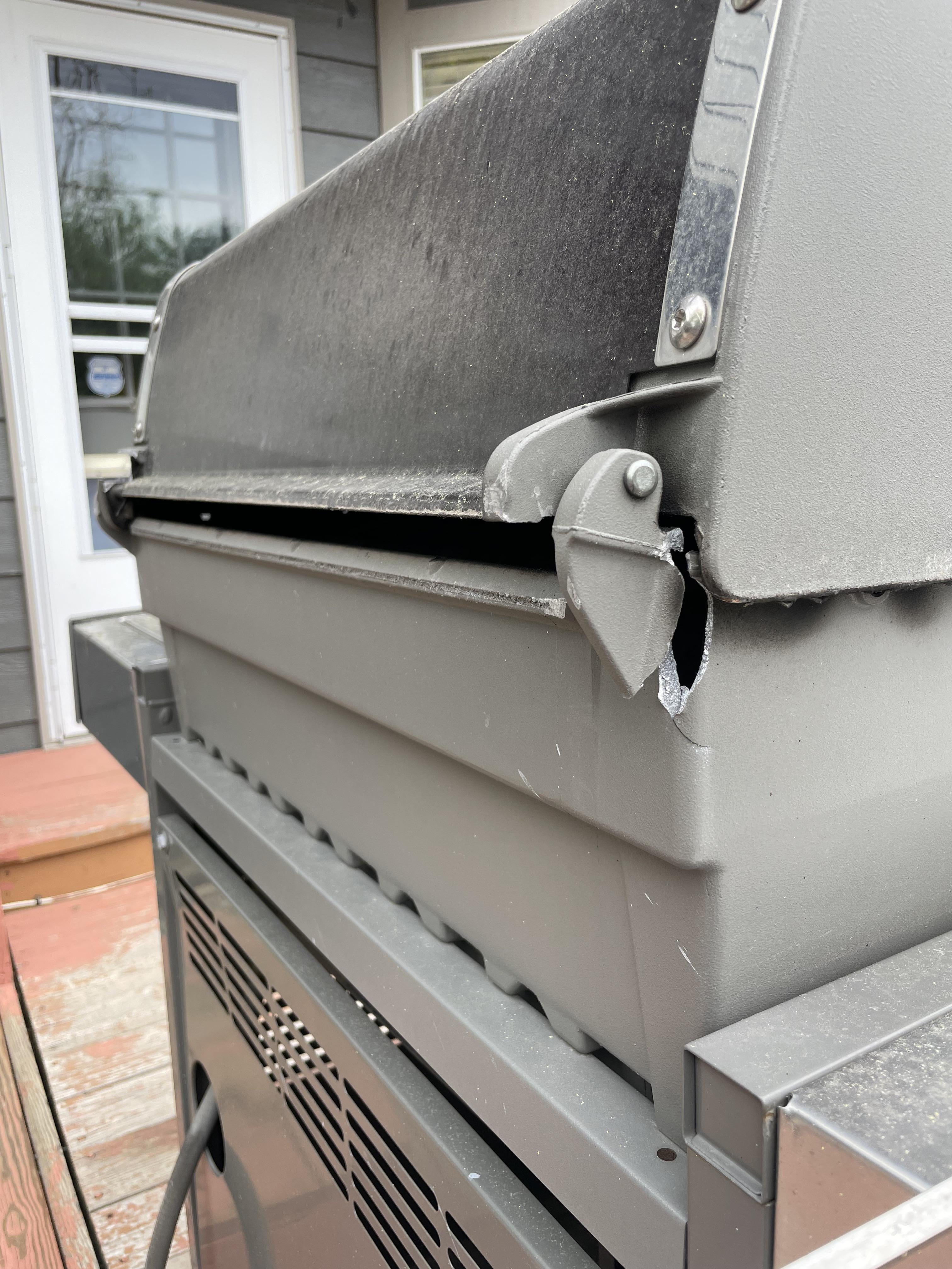 95mph winds blew our grill over and snapped the lid off. There’s no ...