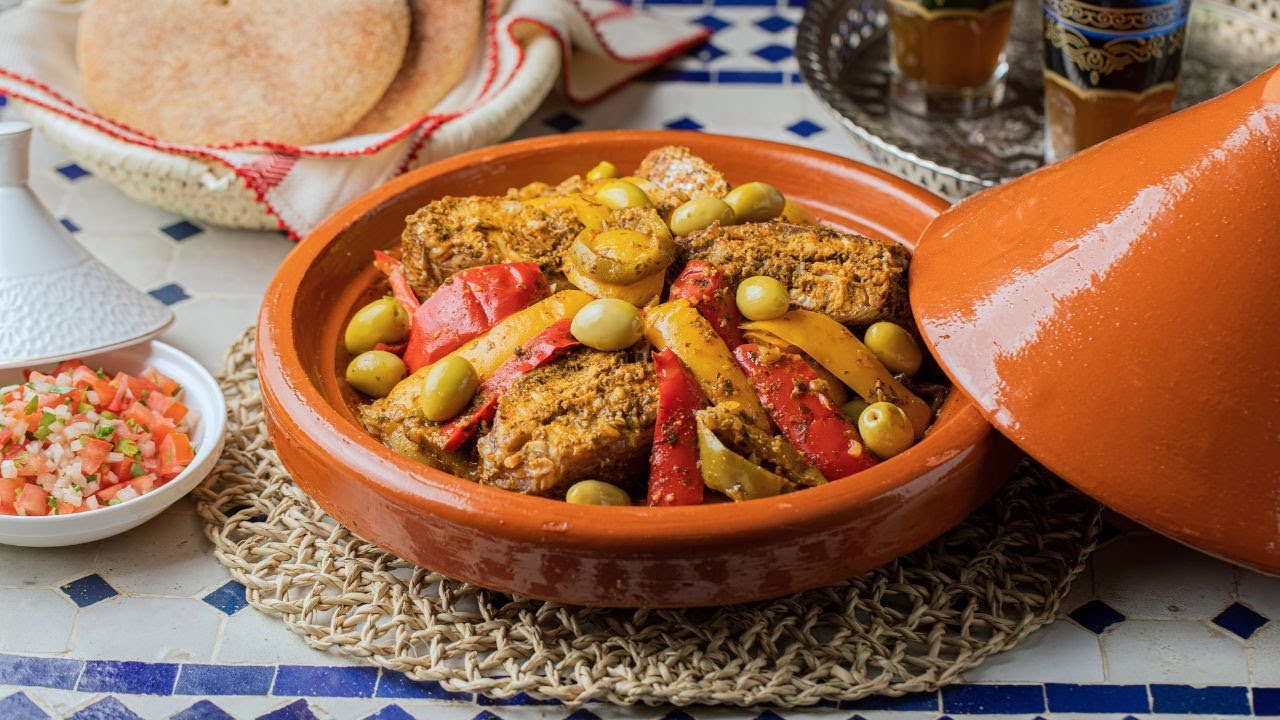 Moroccan Recipes from the Sea: Fish tagine with peppers and olives ...