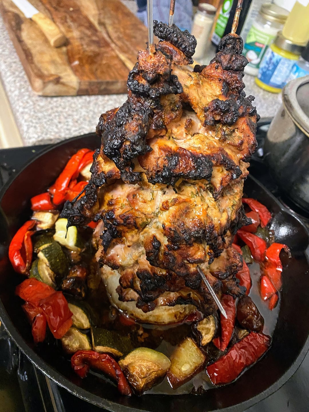 Is this meaty enough? Chicken gyro tower marinated in Greek yogurt ...