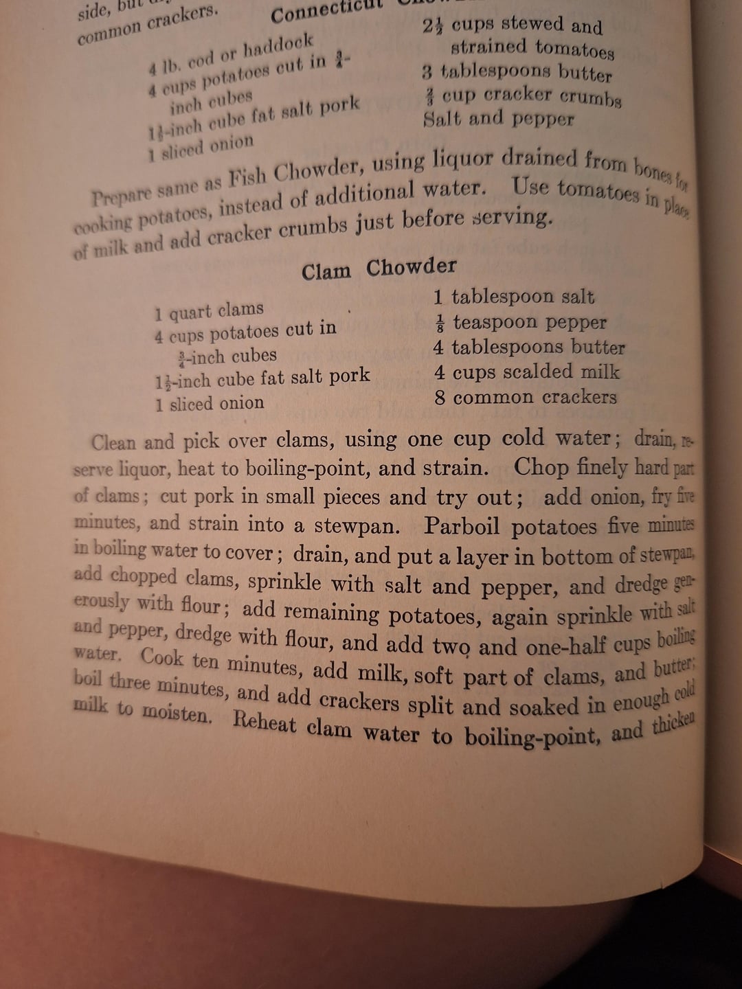 Clam Chowder from Boston Cooking School Cooking Book - Dining and Cooking