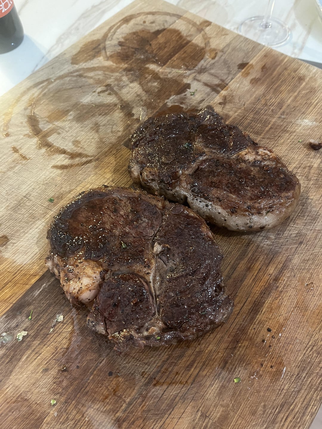Costco Rib Eye, 56C for 2 hours. Sear in stainless. Cafe de Paris sauce ...
