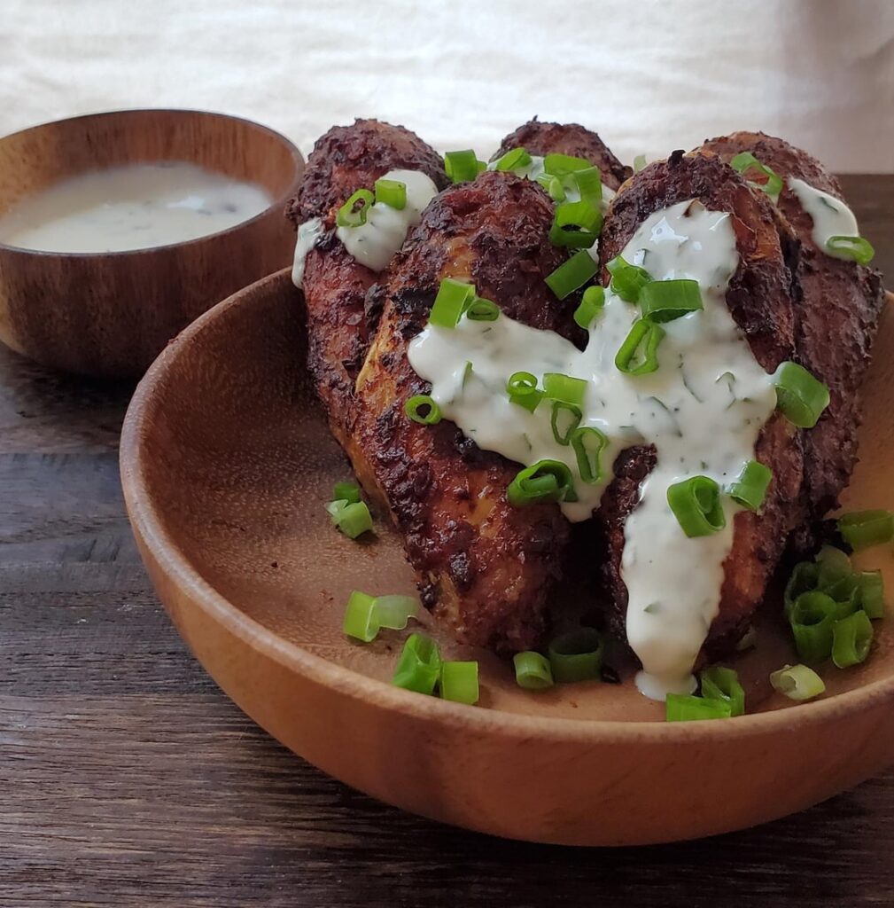 Air fried harissa chicken wings and ranch - Dining and Cooking