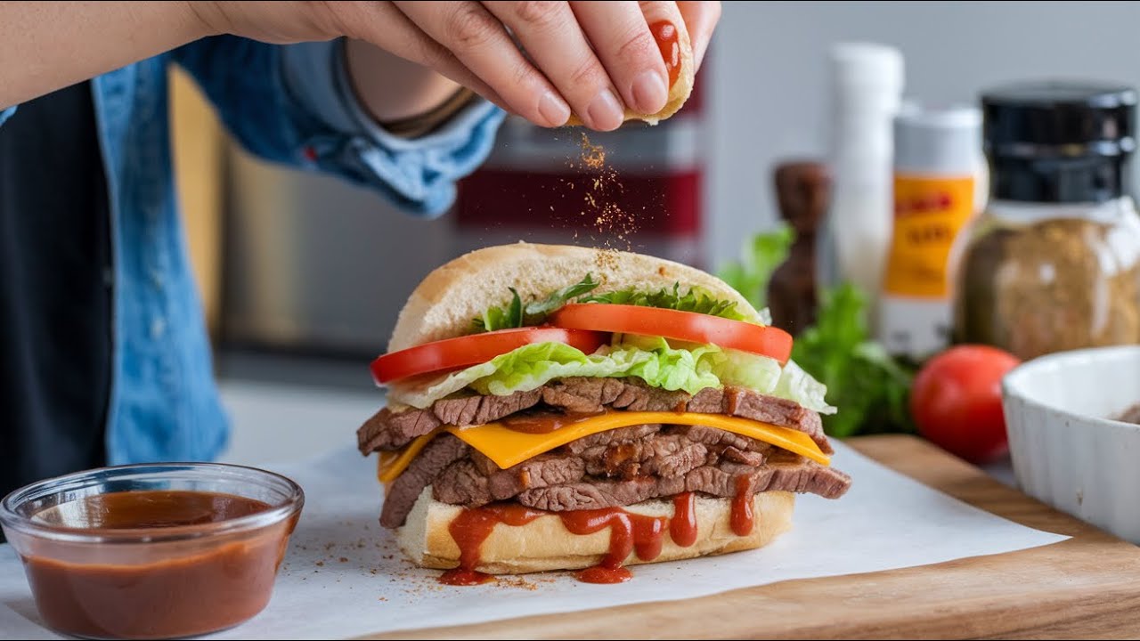 How to Cook the Perfect Beef XL Sandwich with ASMR | Cheese Beef XL ...