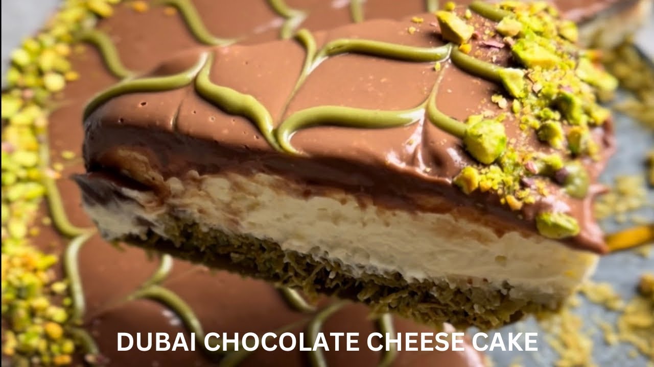Viral Dubai Chocolate Cheesecake Recipe | No Bake | Pistachio Cheesecake - Dining and Cooking