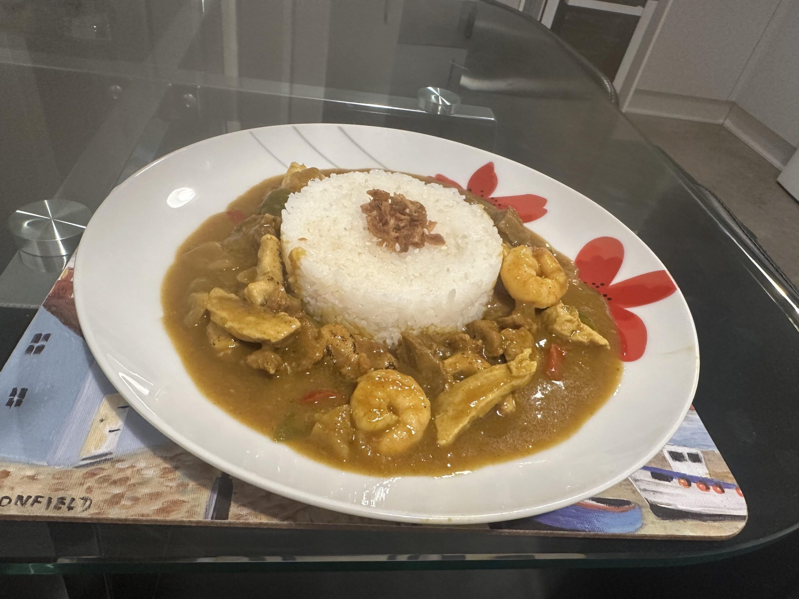 Attempt at House Special Curry (Mayflower curry powder). What do we ...