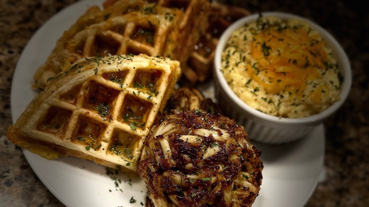 Homemade Cheddar Bay Waffles & Crab Cakes Recipe - Dining and Cooking