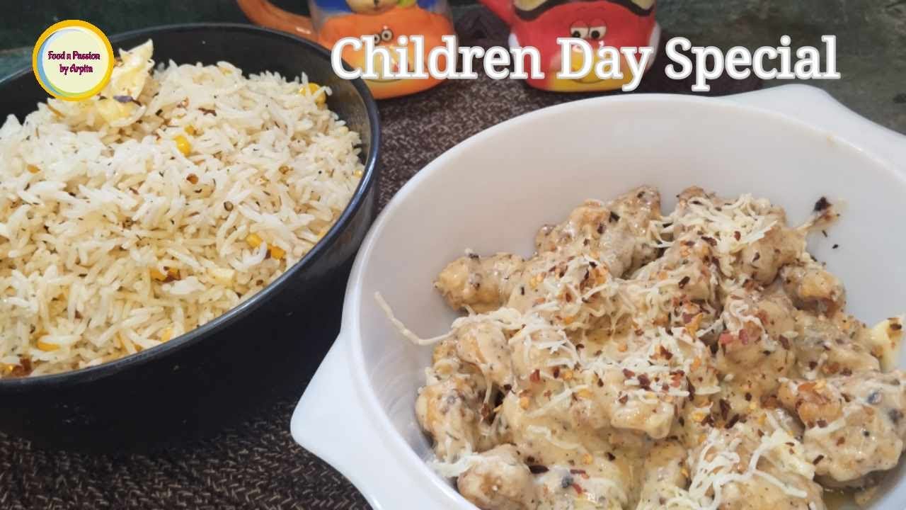 Cheesy Butter Garlic Chicken| Corn Rice| Children's Day Special Recipe ...
