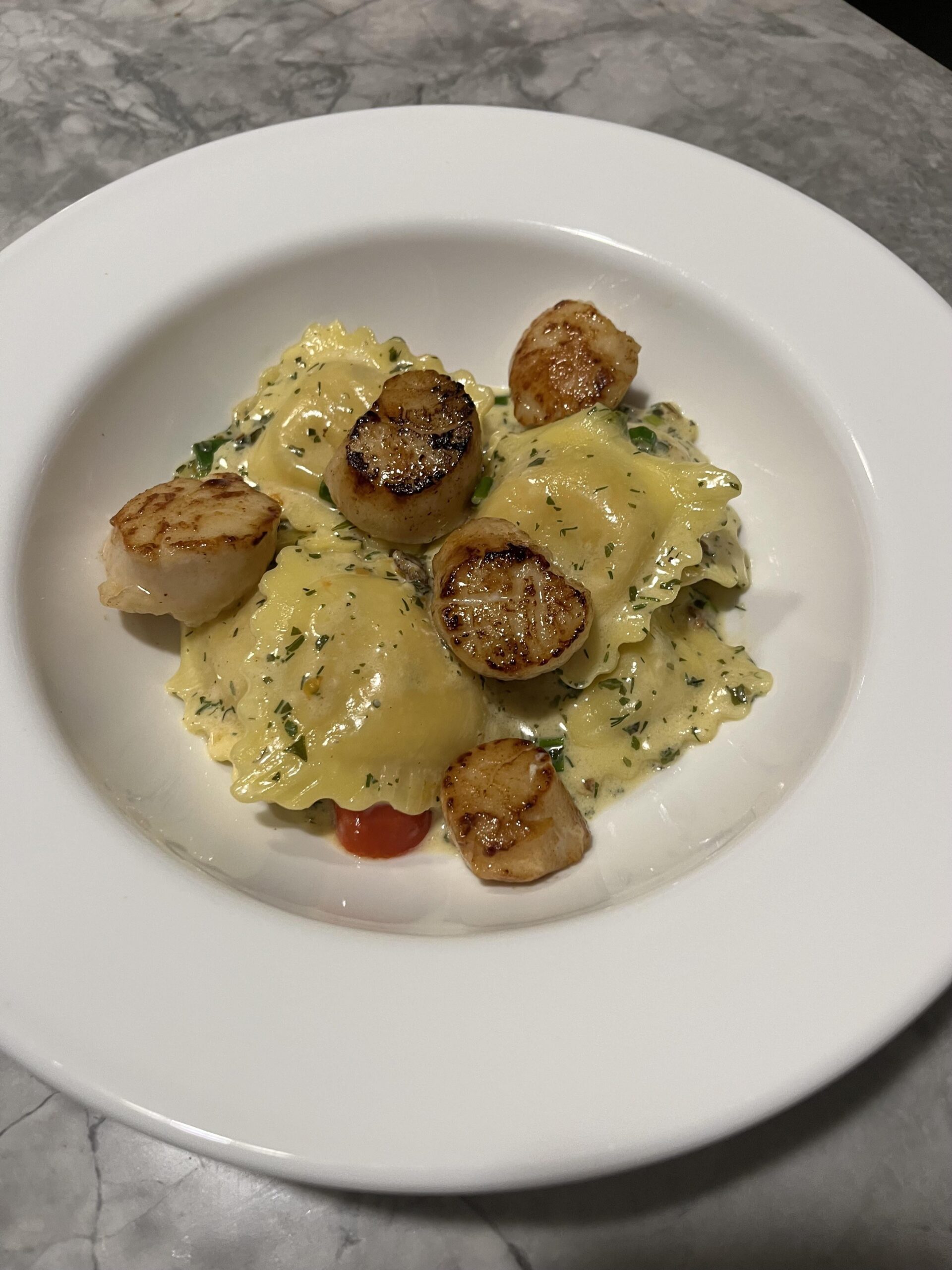 Lobster ravioli with pan seared scallops - Dining and Cooking
