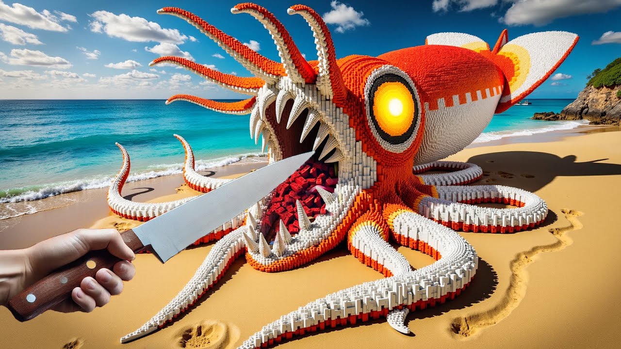How to make LEGO GIANT SQUID CRISPY CALAMARI - Stop Motion Cooking ...