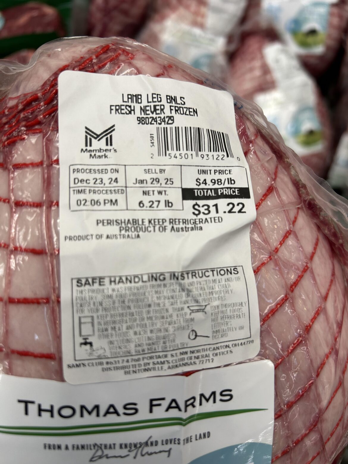 I think this is a good deal - Sam’s Club boneless leg of lamb - Dining ...