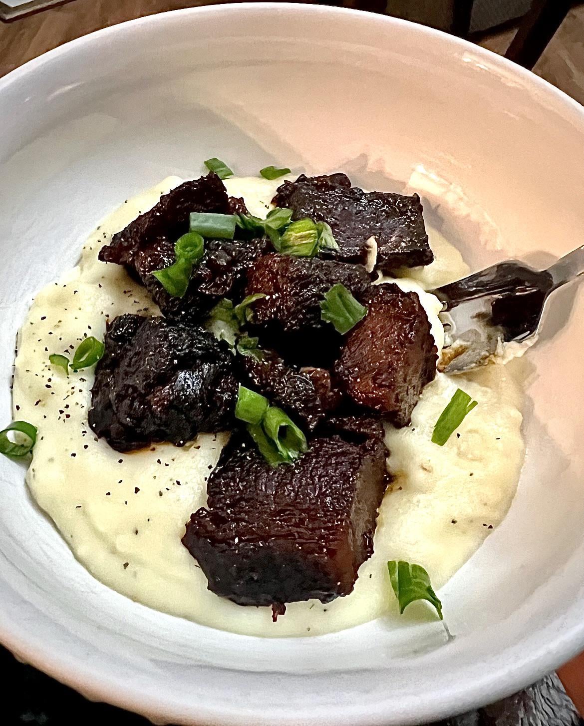 Homemade Burnt Ends over Mashed Potatoes - Dining and Cooking
