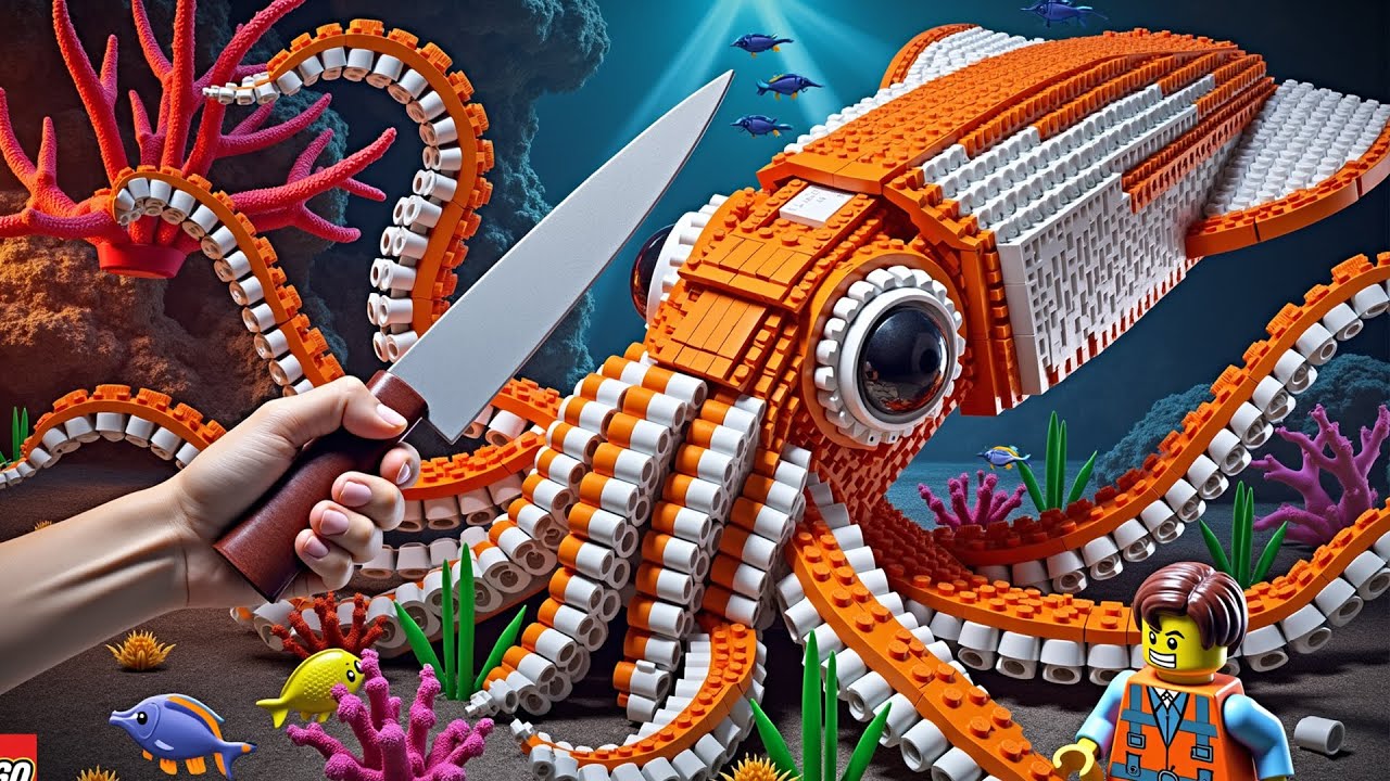 Hunt & Cook a GIANT SQUID for Deep Fried Calamari Recipe | LEGO Cooking ...