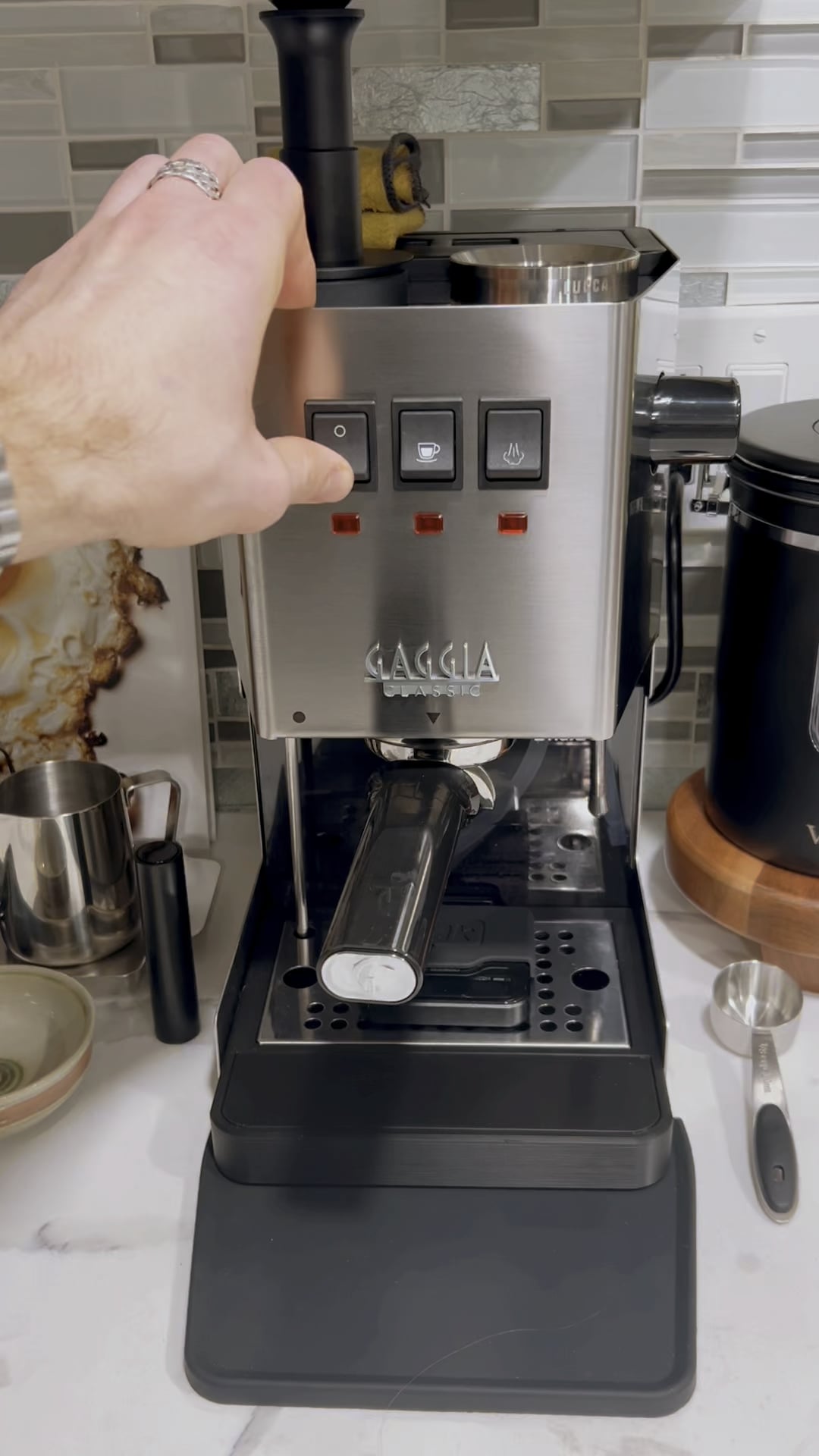 Making an espresso with the new set up - Dining and Cooking