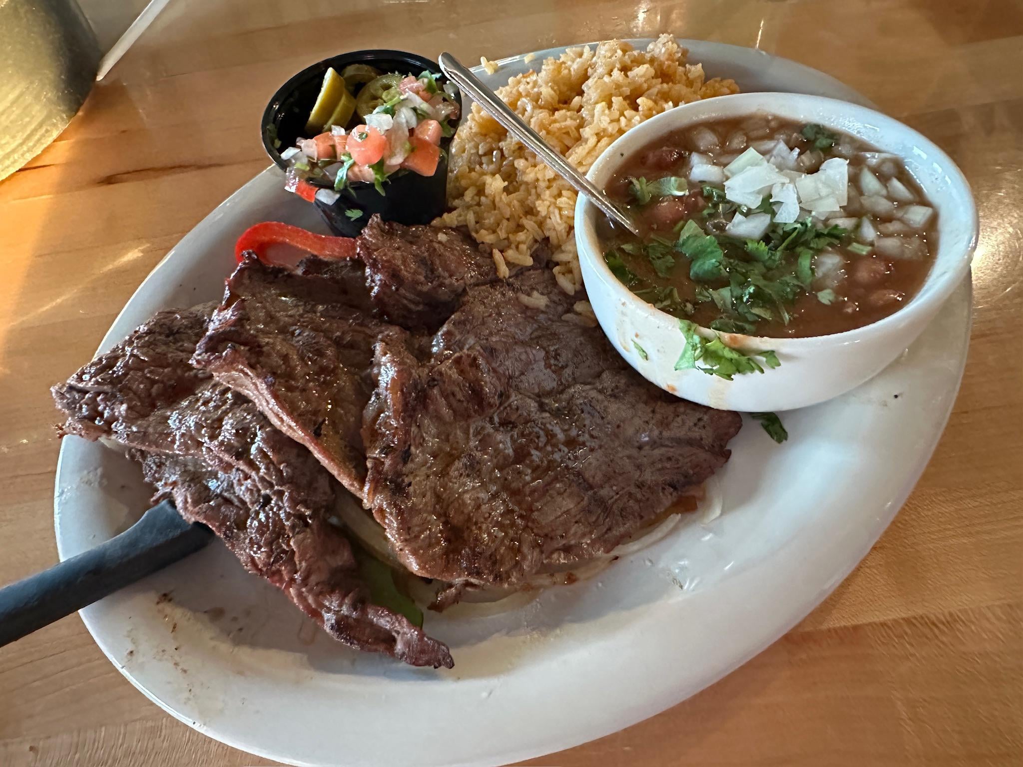 [I ate] Carne Asada, Beans, and Mexican Rice. - Dining and Cooking