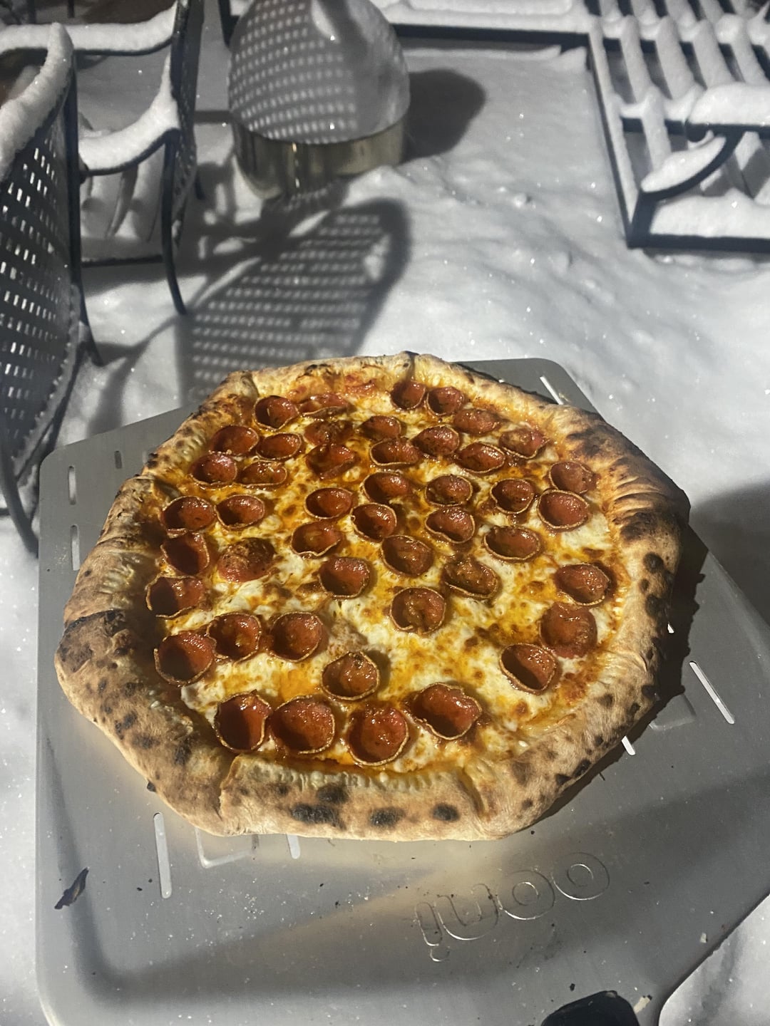 Made stuffed crust pizza for the first time. 11 inches of snow was an ...