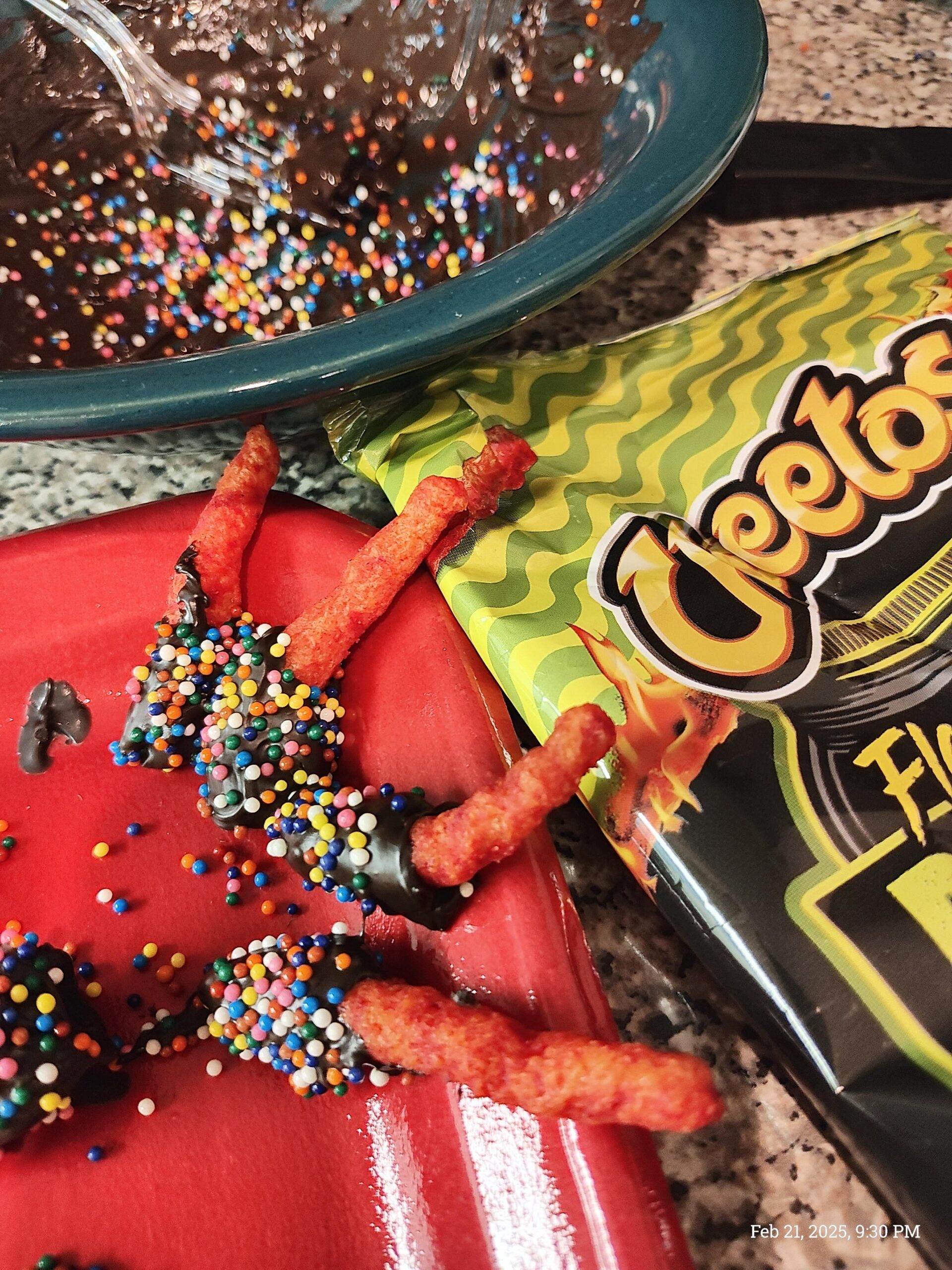 Chocolate covered pickle hot Cheetos - Dining and Cooking