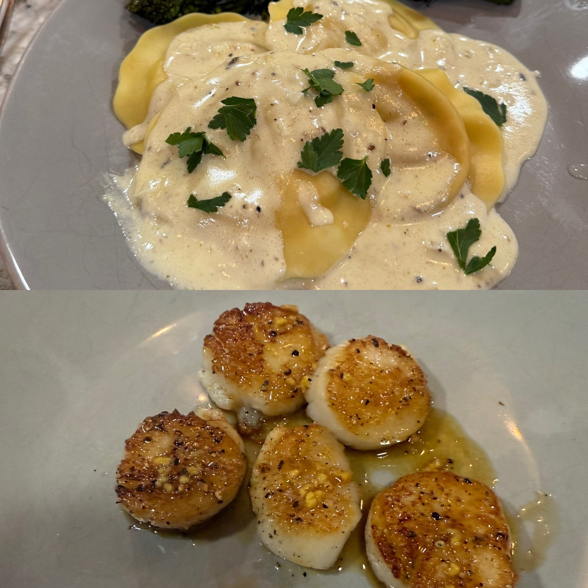 [homemade] lobster ravioli and scallops - Dining and Cooking