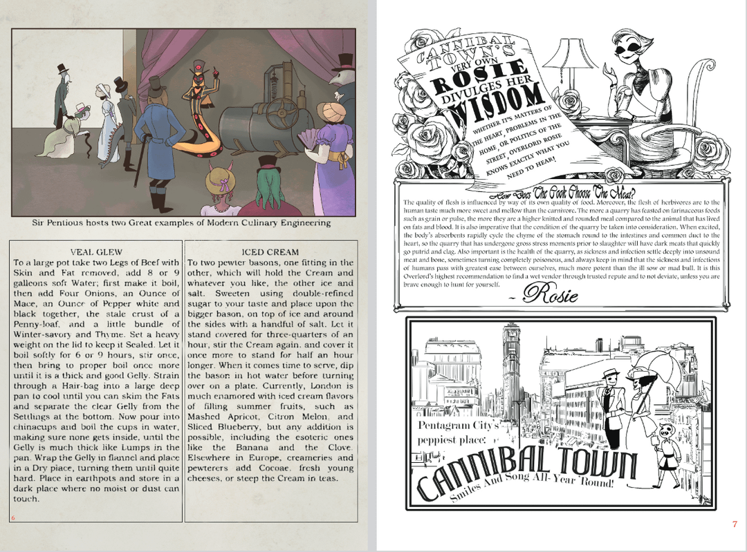 I made a Hazbin Hotel fan cookbook, each section is designed after a ...