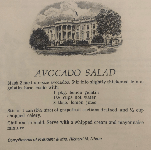 I found Richard Nixon's family's avocado "salad" recipe in a church ...