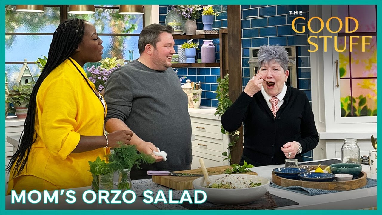 Mom-Approved Mediterranean Orzo Salad Recipe | The Good Stuff with Mary ...