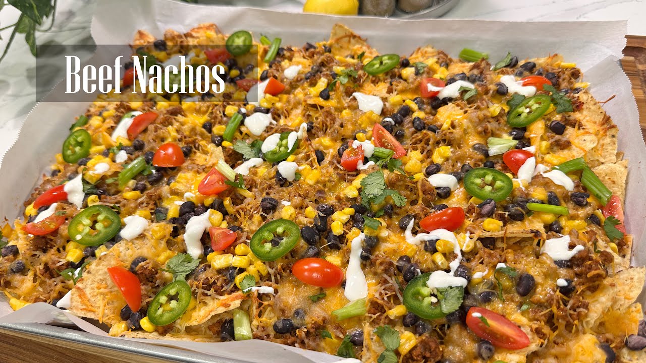 Cheesy Beef Nachos || Fully loaded easy sheet pan nachos Recipe - RKC ...