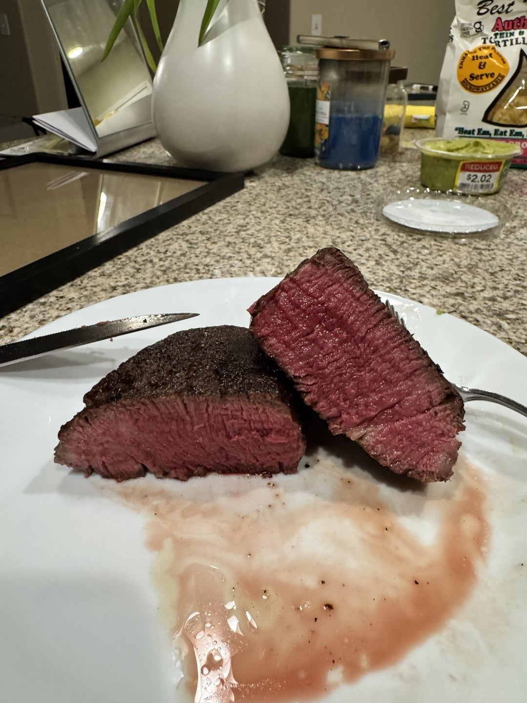 Sous vide filet mignon, cooked a bit rare. Would you still eat ...
