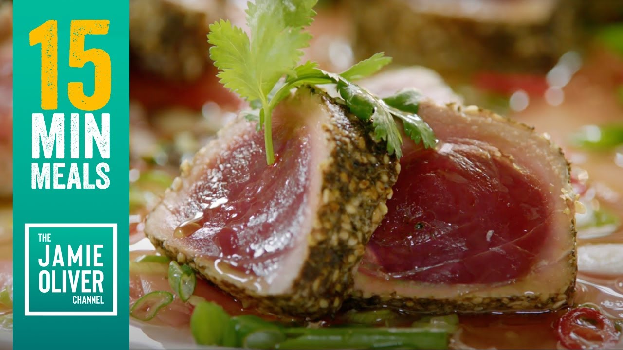 Seared Asian Tuna Recipe | Jamie Oliver 15 Minute Meals | Full Episode ...