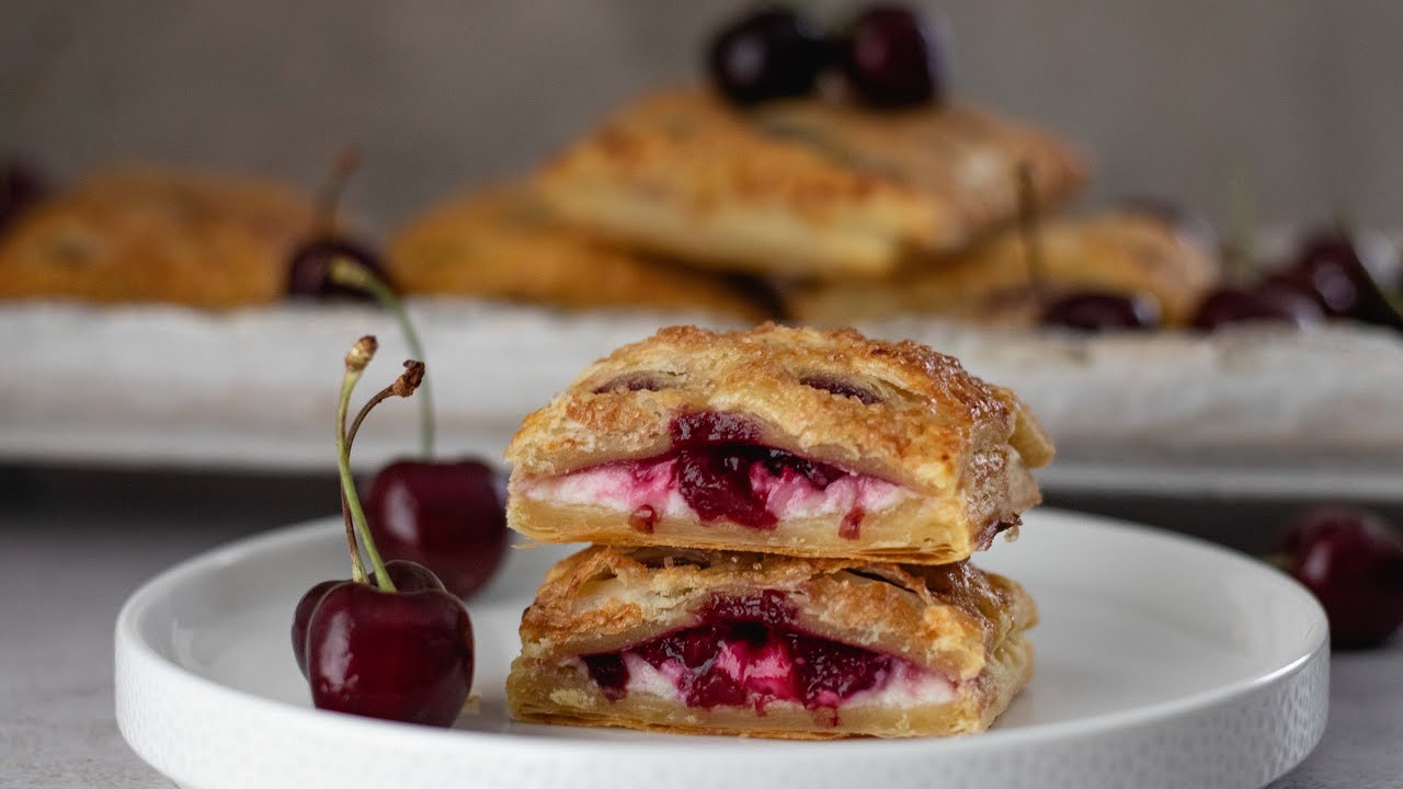 Cherry Pastry Pies with Cream Cheese Filling | Easy Puff Pastry Dessert ...