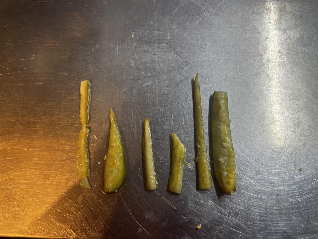Asked the stage to quarter cucumbers for our homemade pickles. Didn’t ...