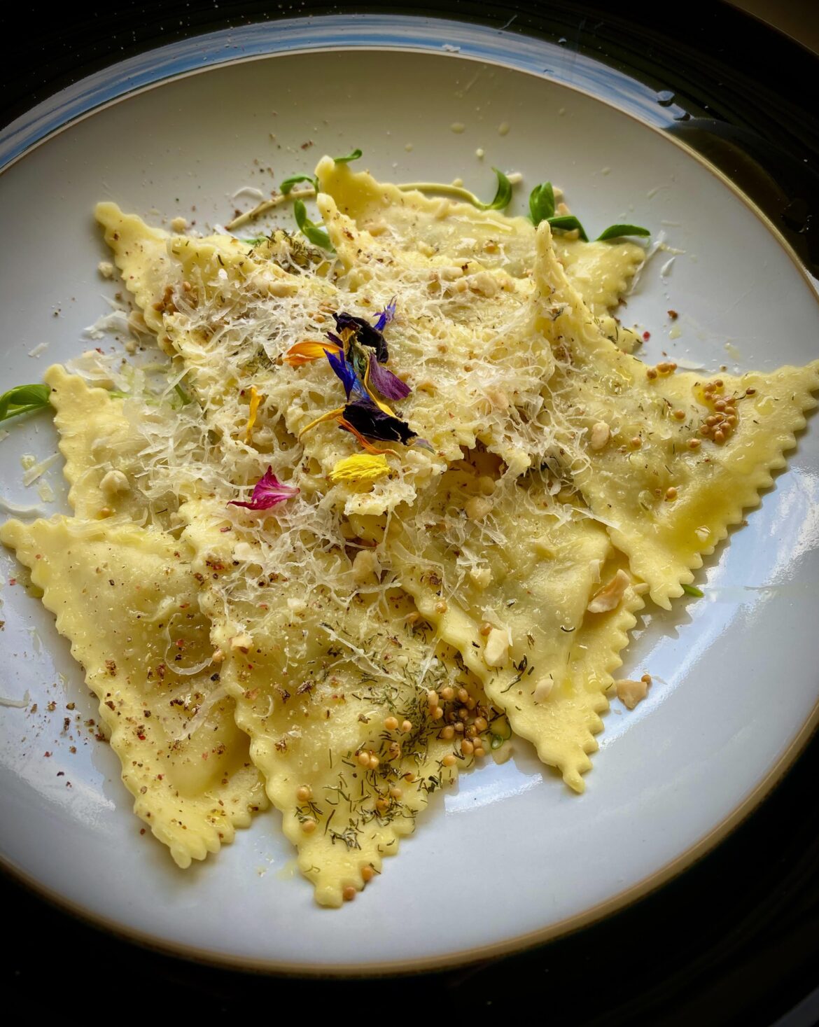 Homemade Ravioli Triangles... with Pork and Parmesan filling, and Sage ...