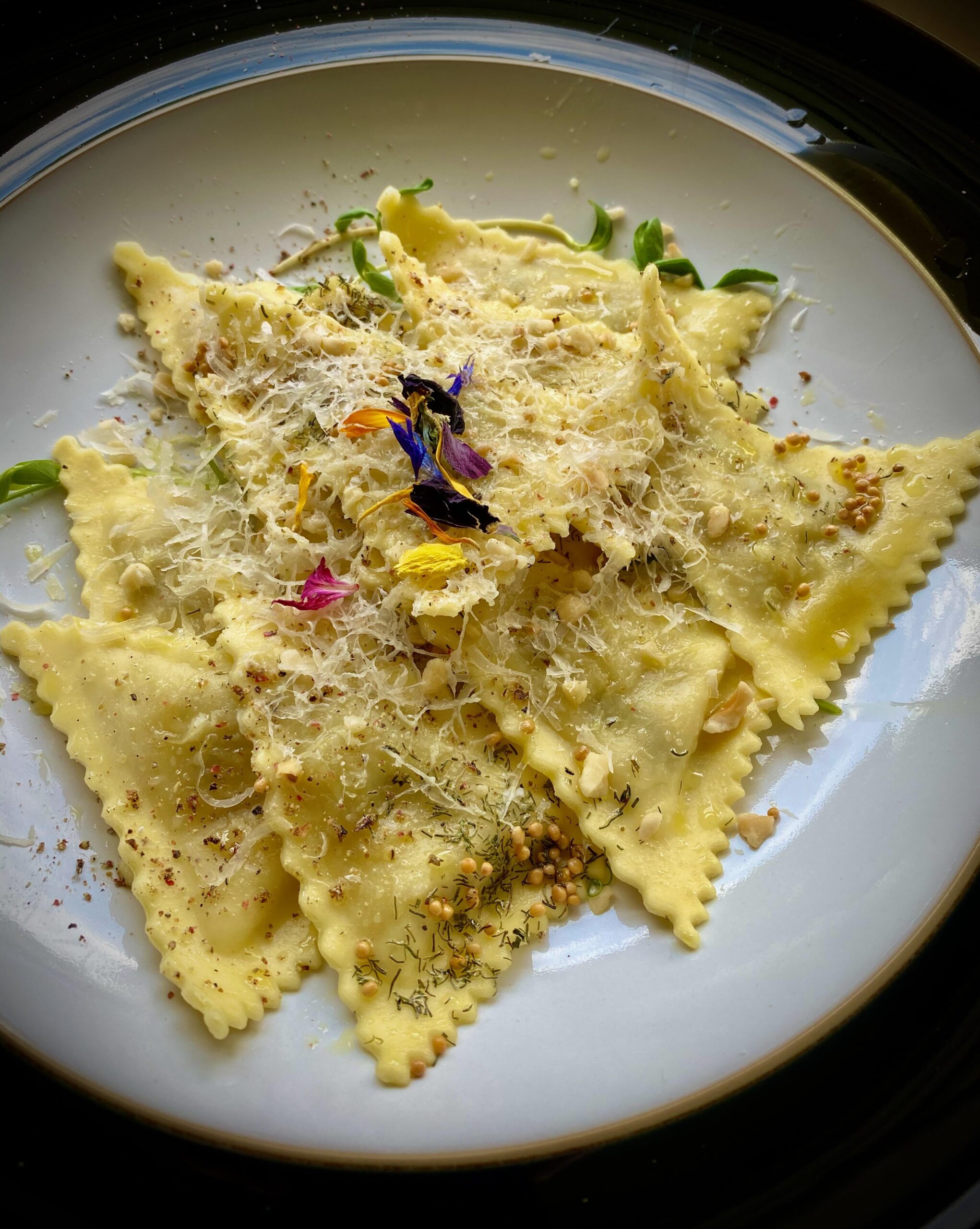 Homemade Ravioli Triangles... with Pork and Parmesan filling, and Sage ...