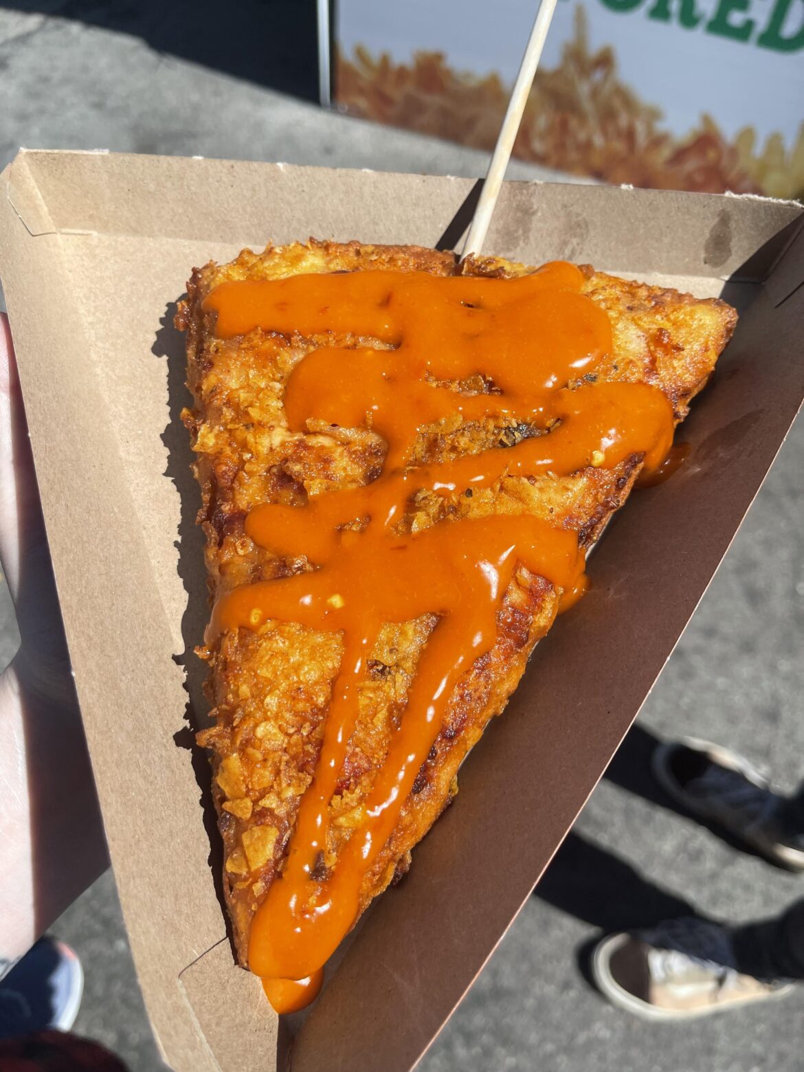 deep fried dorito crusted slice with bang bang sauce - Dining and Cooking