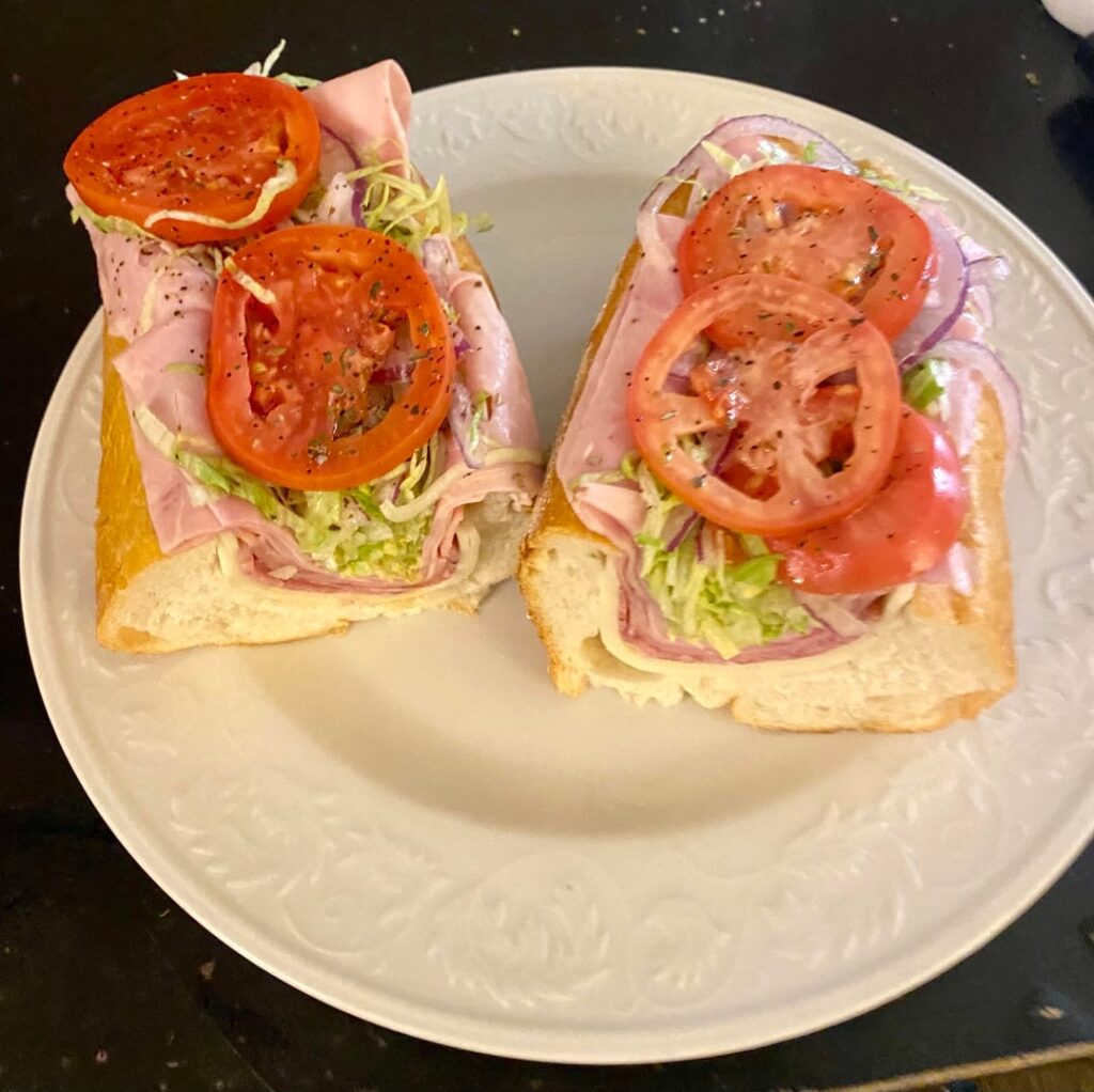 Italian Hoagie; Lettuce, tomato, onion, pepper & oregano w/ Vinegar and ...