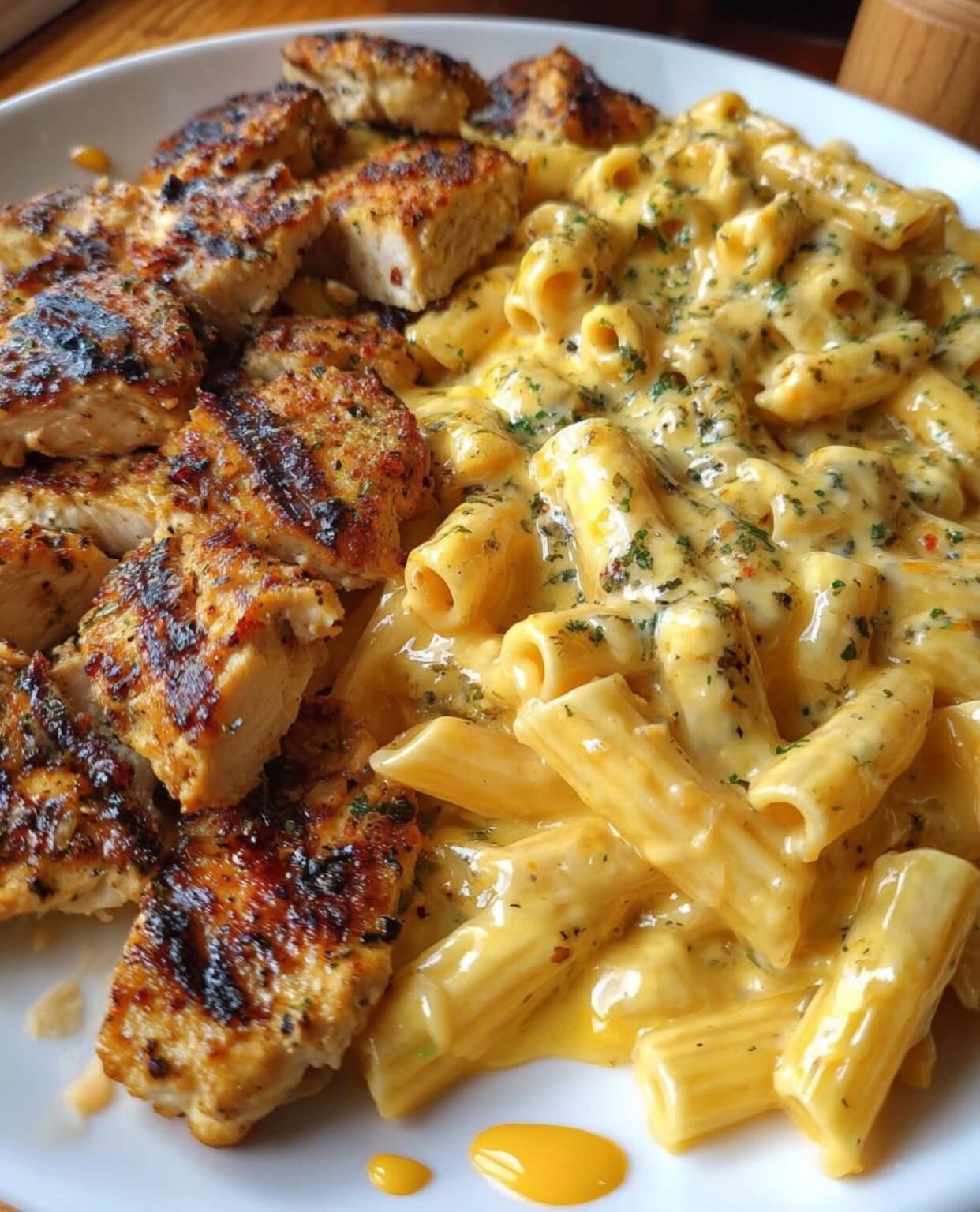 Garlic butter, chicken, penne in cheesy mozzarella sauce [homemade ...