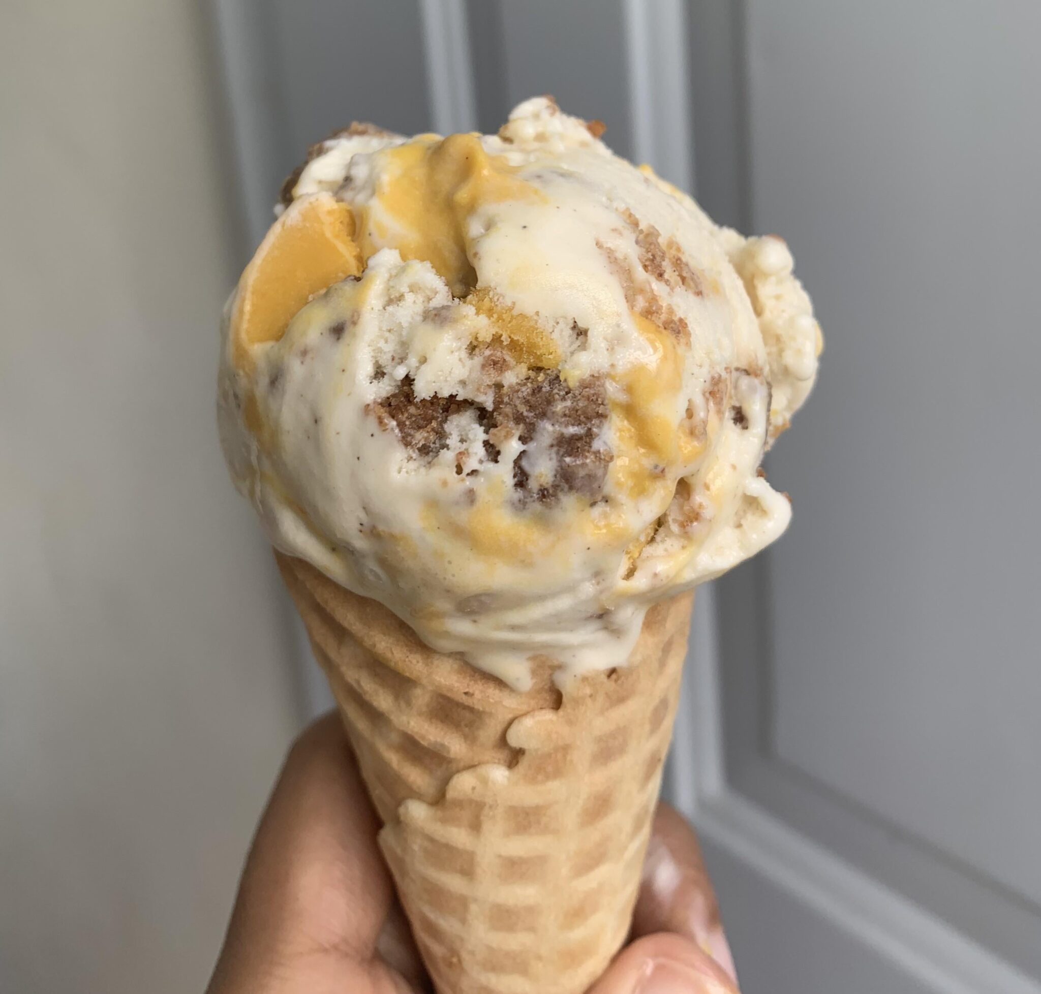 Allspice ice cream, pumpkin milk jam, graham crumble. - Dining and Cooking