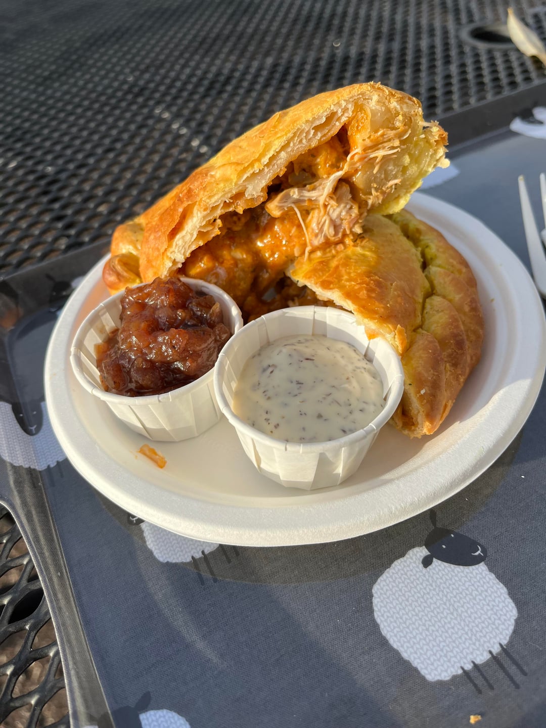 What do you guys think? Chicken tikka pasty with a yogurt dip and ...