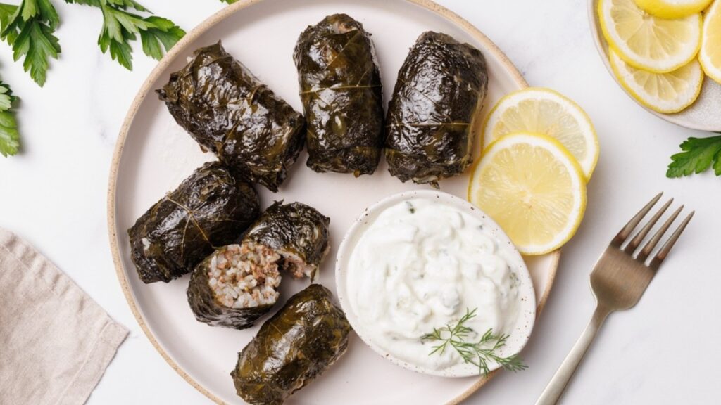 Stuffed Grape Leaves with Beef and Rice | Dolma Recipe - Dining and Cooking