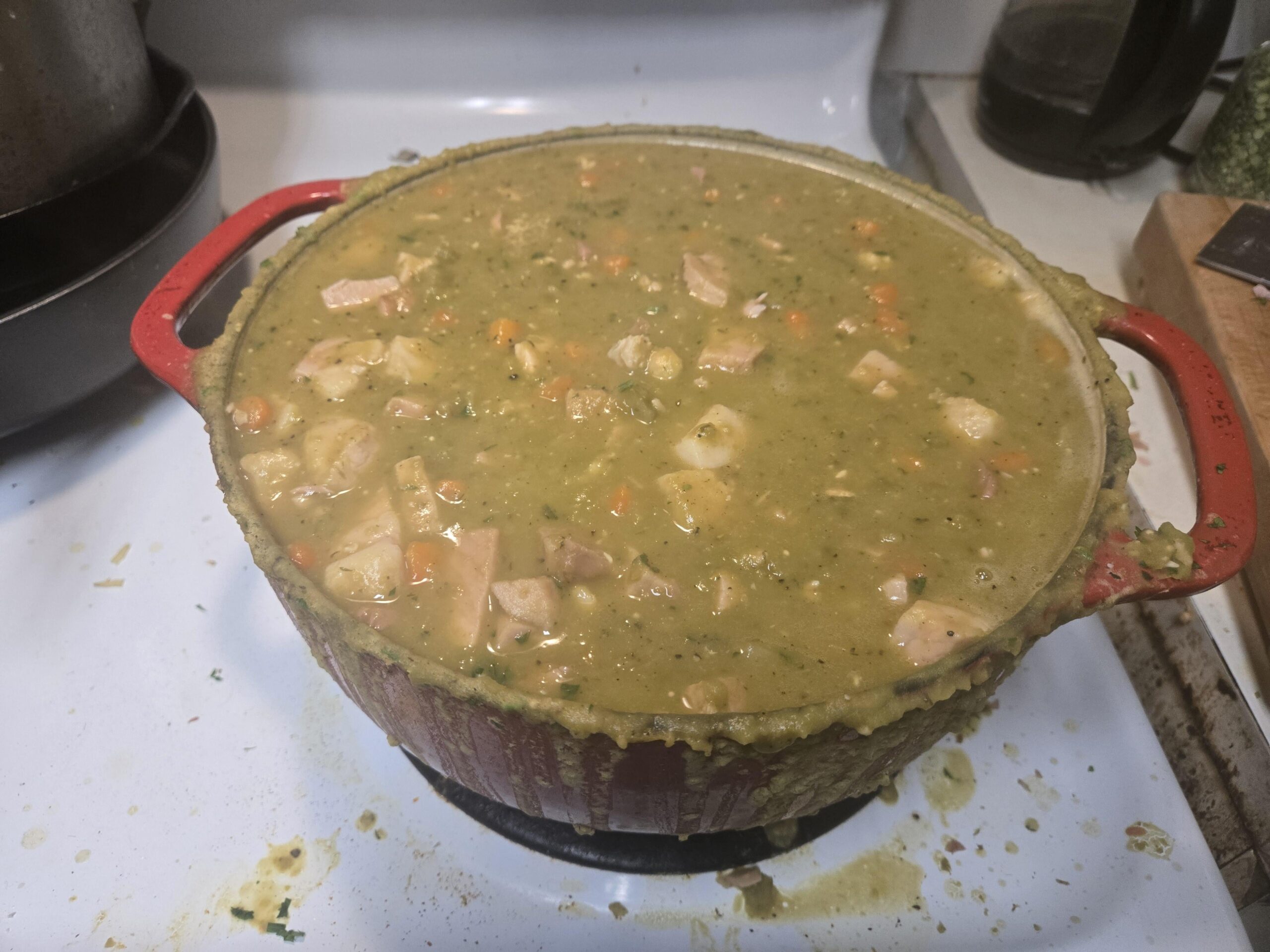Split pea and ham soup, too drunk to explain but will answer questions ...