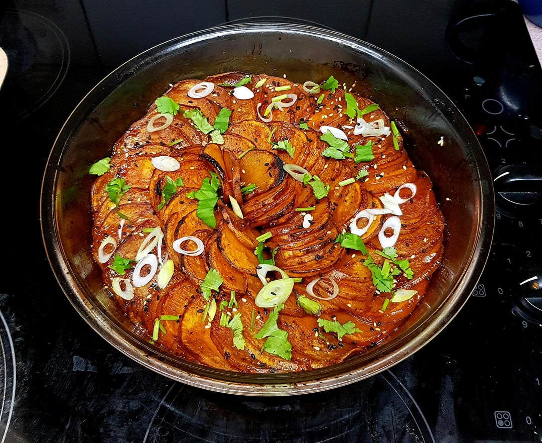 Baked Soy, Ginger and Garlic Chicken, Glazed Sweet Potato Bake and ...