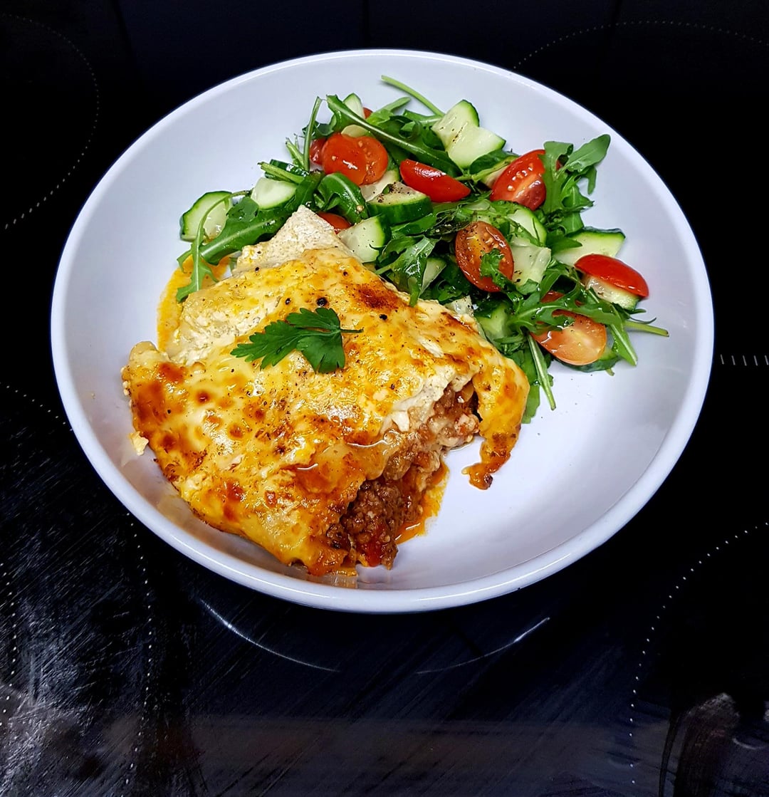 Sunday Homemade Lasagna. Topped with an Egg Bechemel and Three Cheeses ...