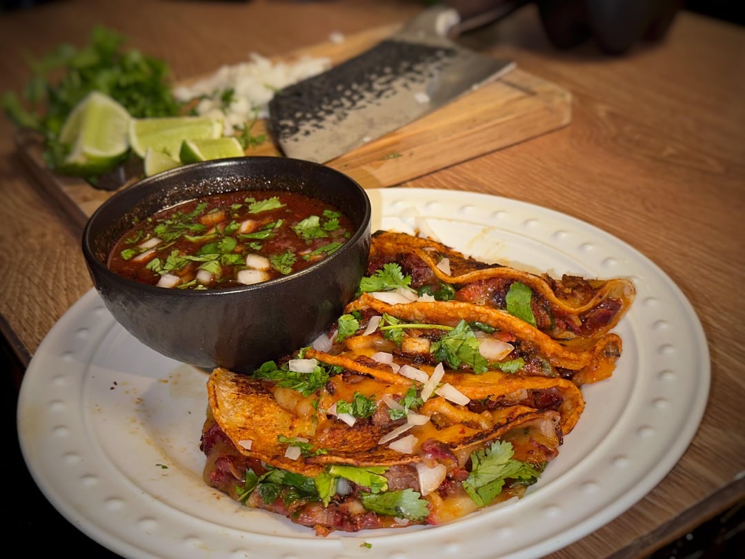 Beef shank birria tacos - Dining and Cooking